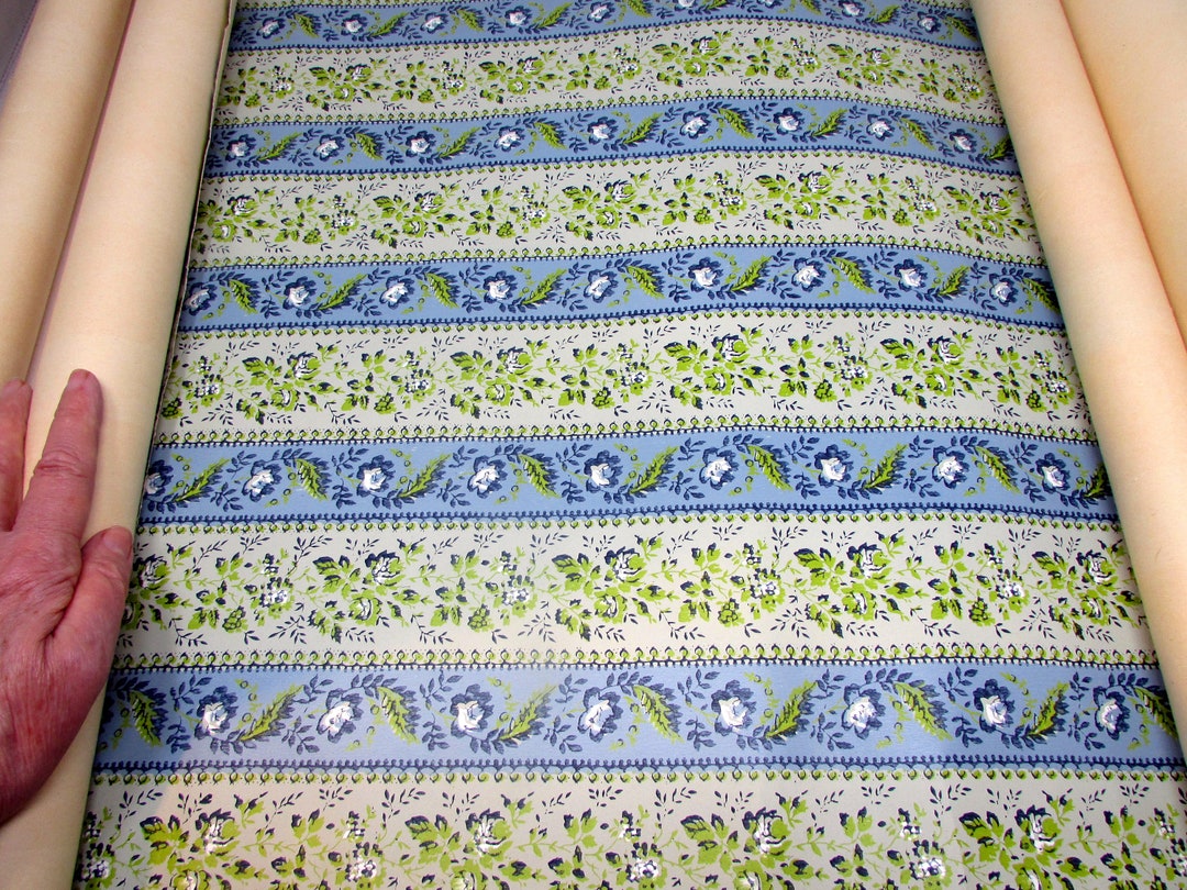 Vintage Wallpaper Rolls Blue and Green Floral 1950s or Earlier Four ...