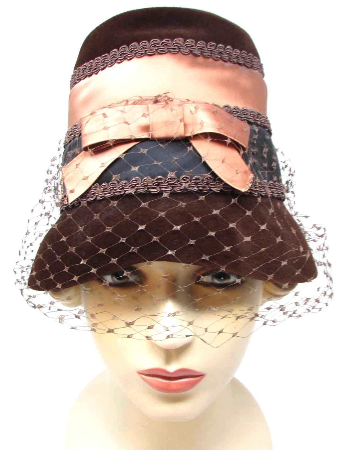 Vintage Designer Hat by Flechet of Paris, Junior B Labeled French Brown ...