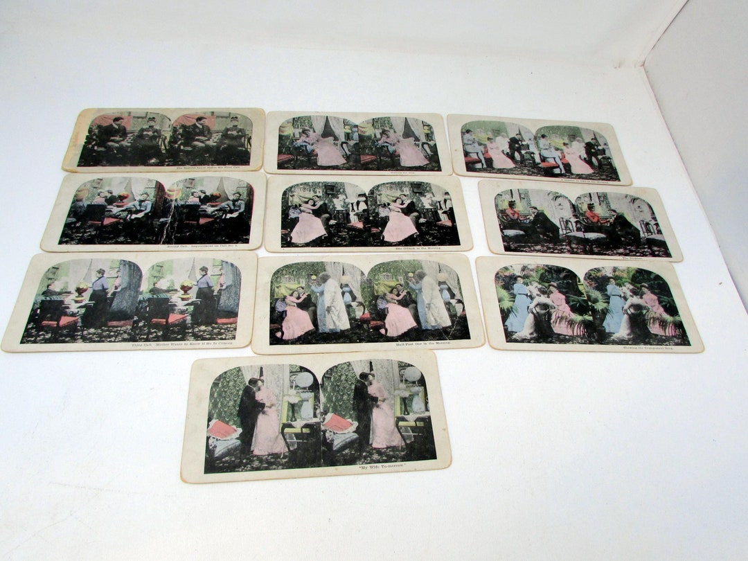 Vintage Stereoview 25 Card Set - Wedding Proposal - Hand Colored Lot of ...