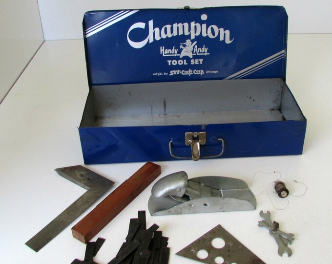1950s Handy Andy Carpenters Tool Chest Set Vintage Plane Square ...
