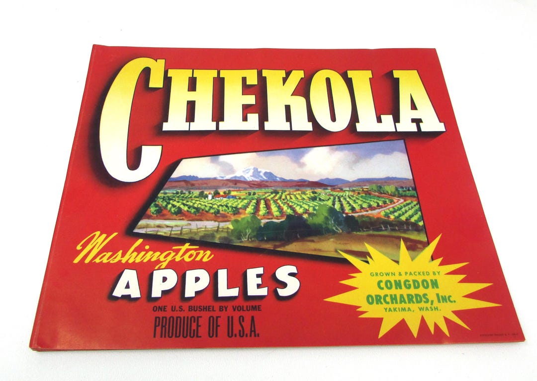 Vintage Apple Label Art Deco Apple Crate Label C1940s Chekola ...