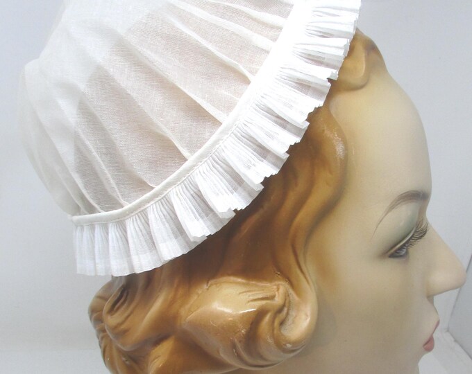 Vintage 1930s Maid Cap Hat White Crinoline With Pleated Ruffle Perfect ...