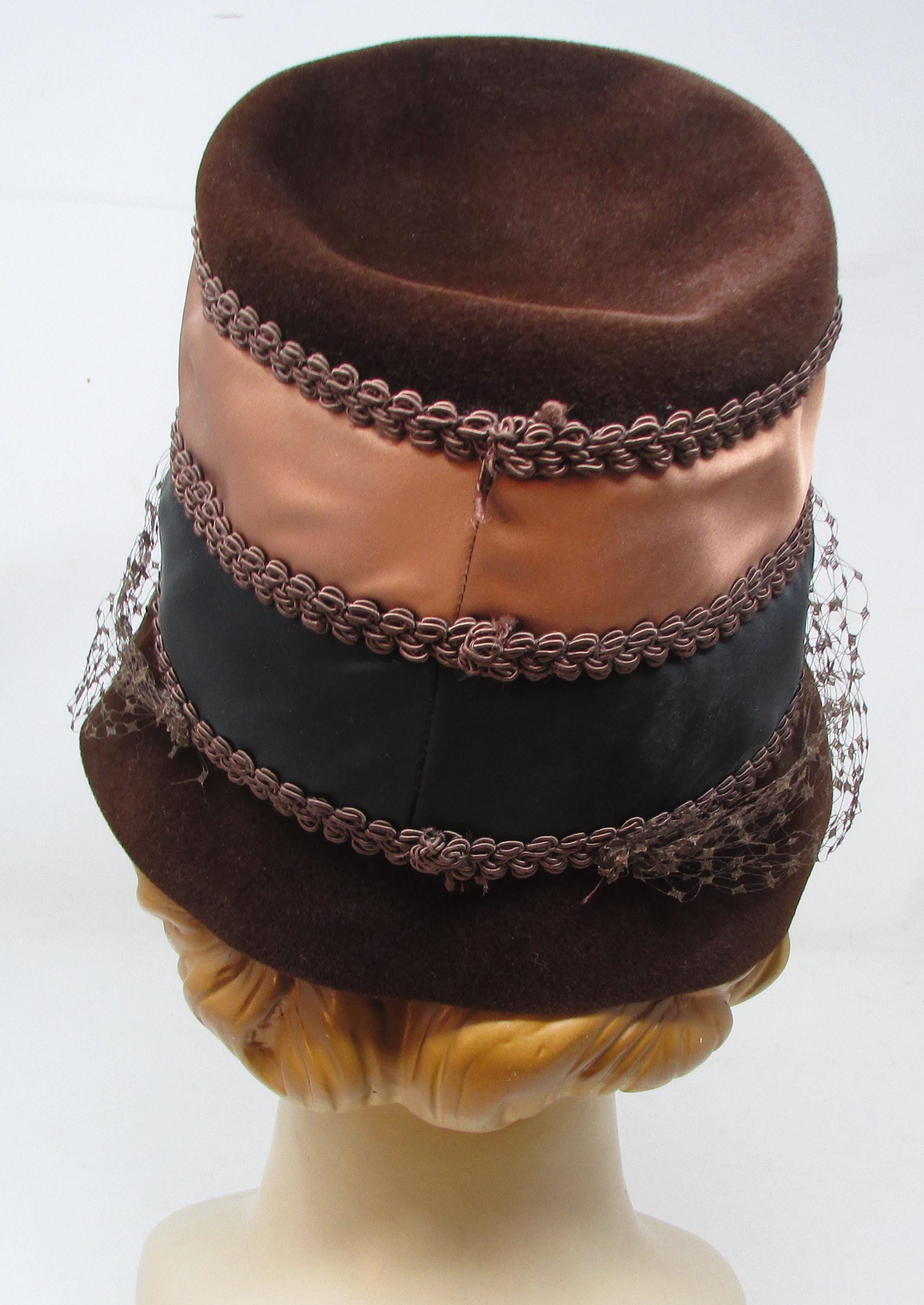 Vintage Designer Hat by Flechet of Paris, Junior B Labeled French Brown ...