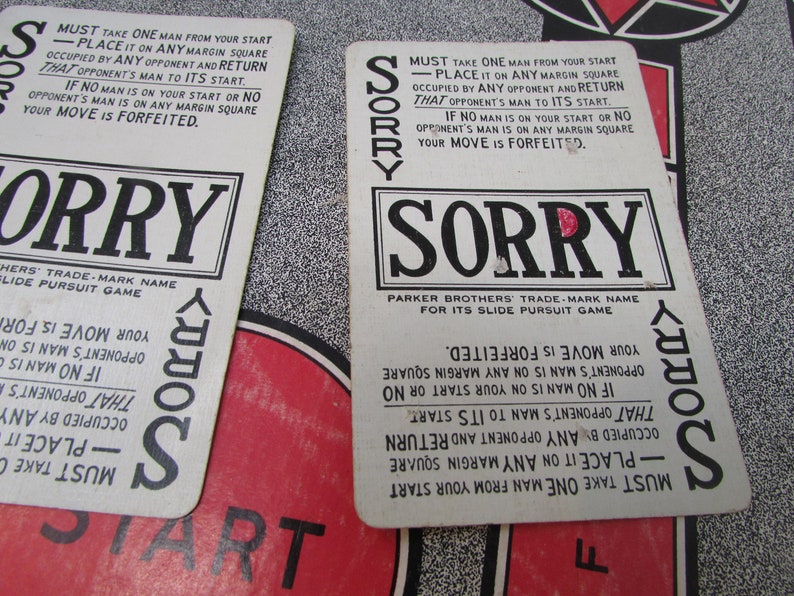 Vintage Board Game 1950s Sorry Game Board Pieces - Etsy
