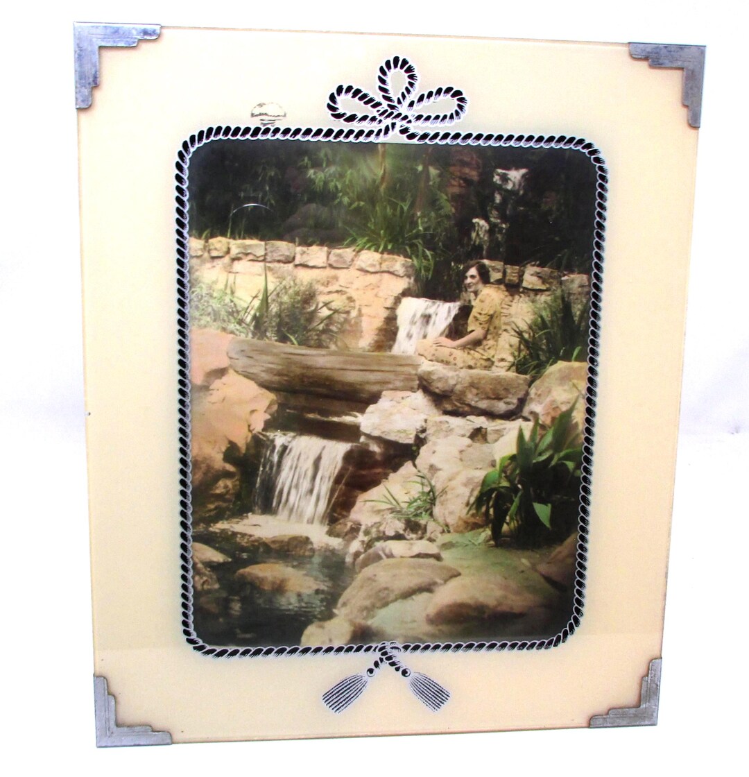 Vintage Art Deco Reverse Painted Frame, Rope Design, Hand Tinted Photo ...