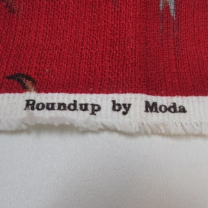 Vintage Barkcloth Cowboy Bucking Broncos in Red Moda Roundup Retro ...