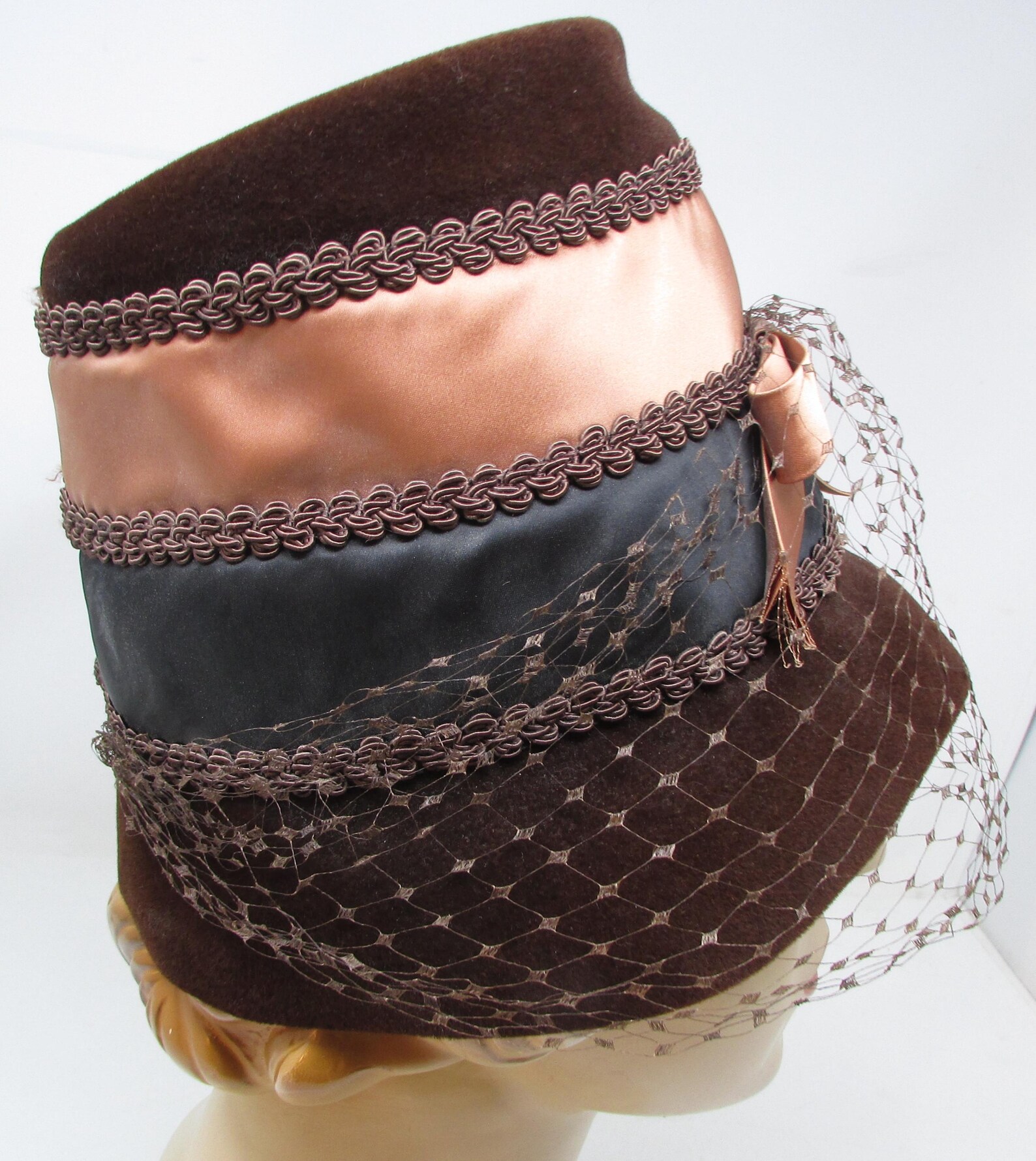 Vintage Designer Hat by Flechet of Paris, Junior B Labeled French Brown ...