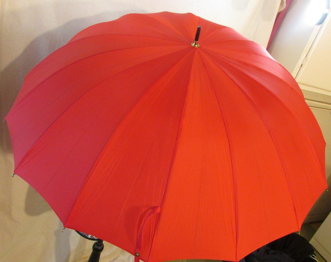 Vintage Lipstick Red Umbrella Parasol Faux Tortoise Shell Lucite Handle ...