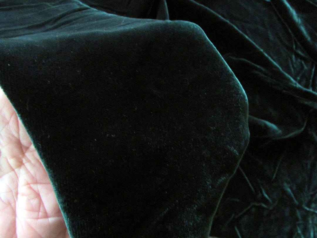 Antique Dark Green Silk Velvet Fabric Piece (57x38 Inches) – Sewing ...