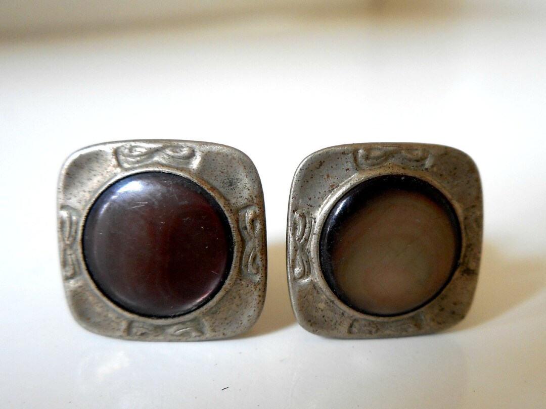 Vintage Collar Studs Tuxedo Shirt Studs Abalone Silver Plate Art Deco ...