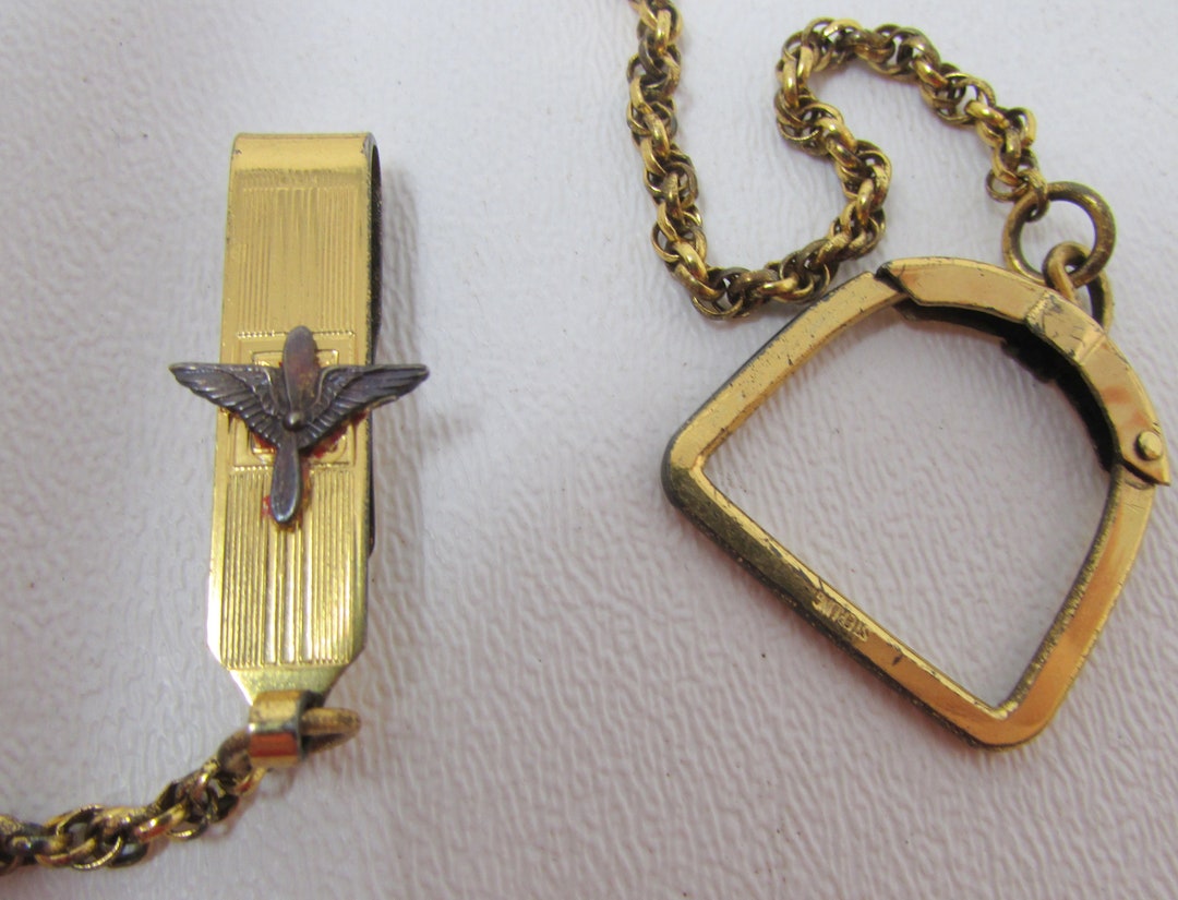 Vintage Army Air Corps Sterling Watch Fob With Chain Post WWI Military ...