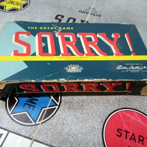 Vintage Board Game 1950s Sorry Game Board, Pieces, Instructions, Cards ...