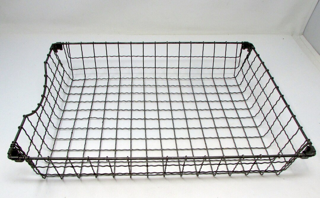 Vintage Desk File Industrial Wire Mesh File Basket Vintage File Box ...