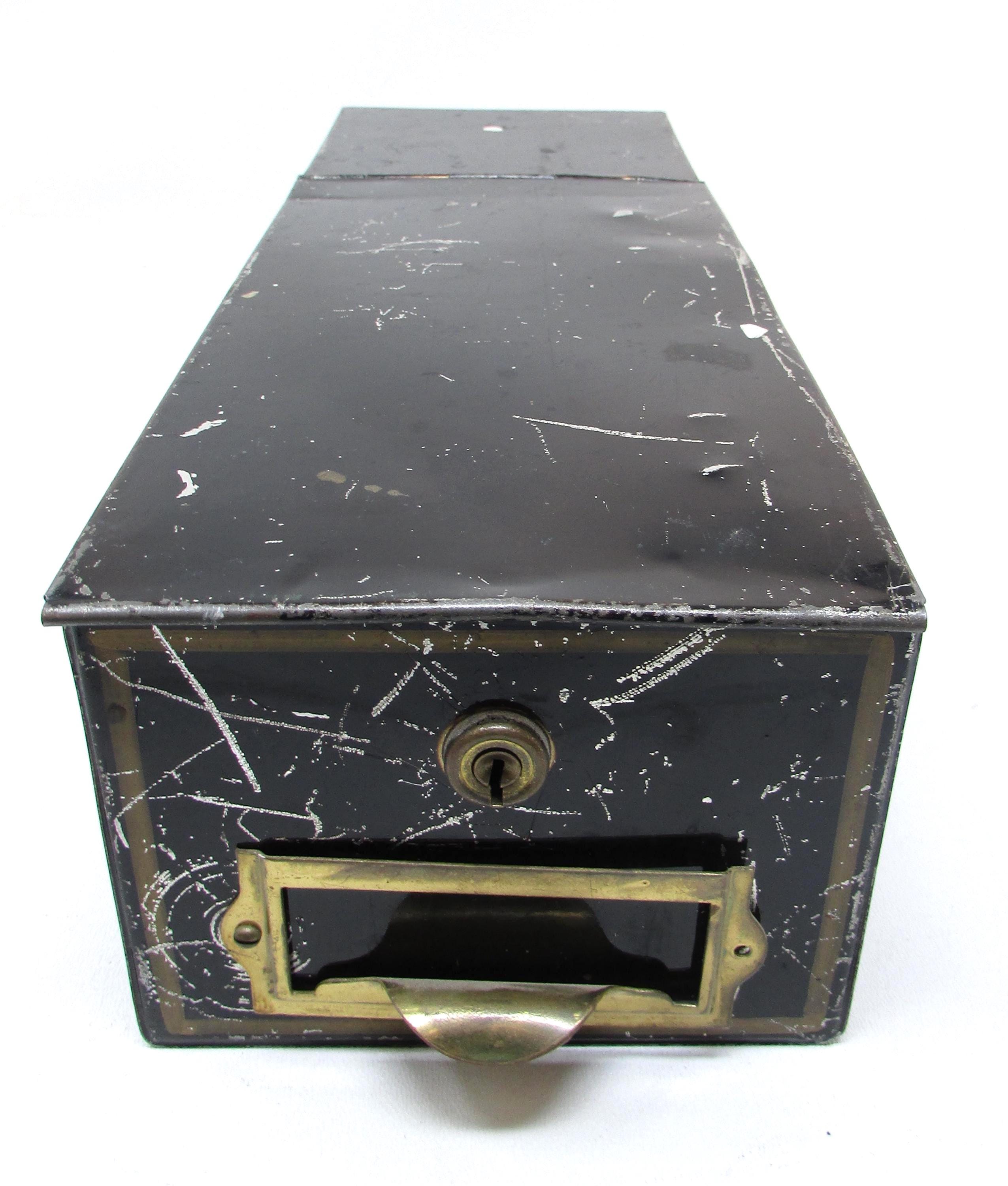 Vintage Black Metal Safety Deposit Box – Industrial Decor Antique ...