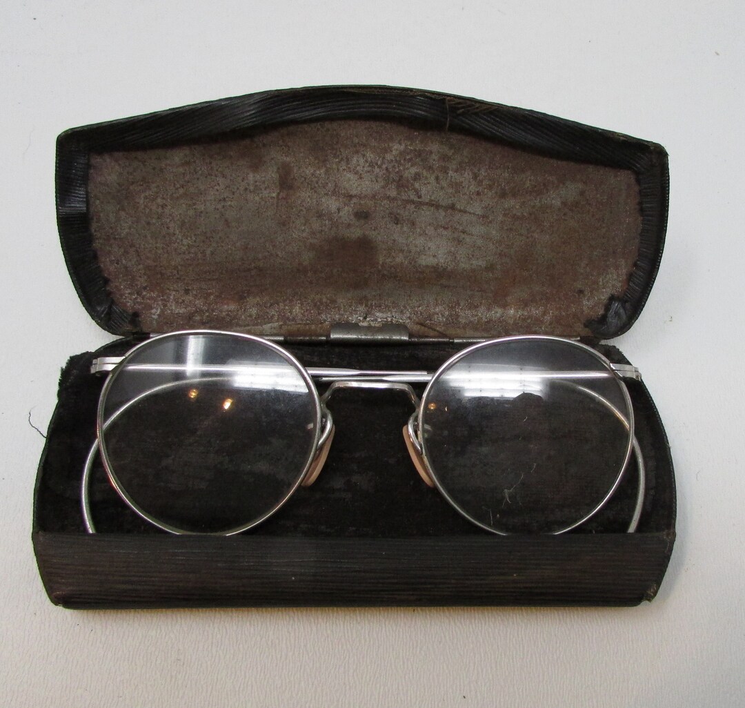 Antique Nearly Round Eye Glasses Windsor Spectacles Round Silver Frames ...