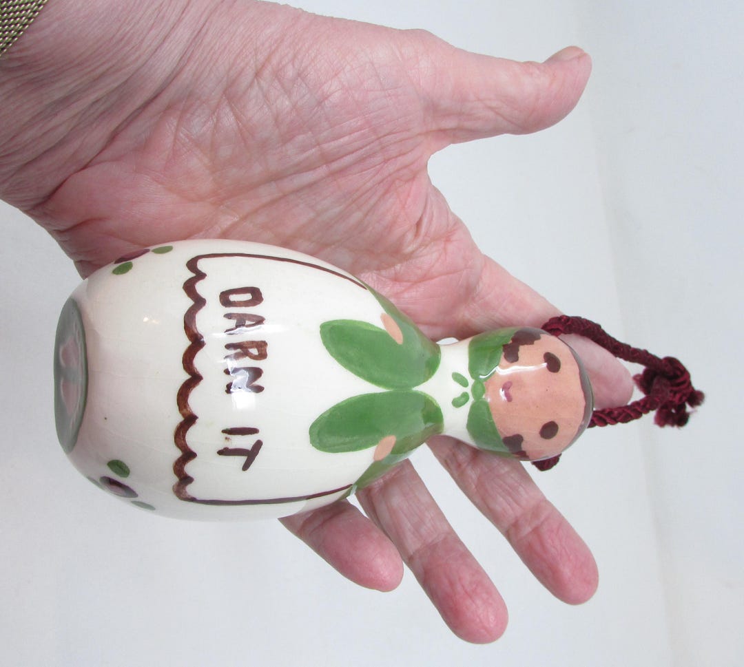 Vintage California Cleminson Pottery “darn It” Sock Darning Doll ...