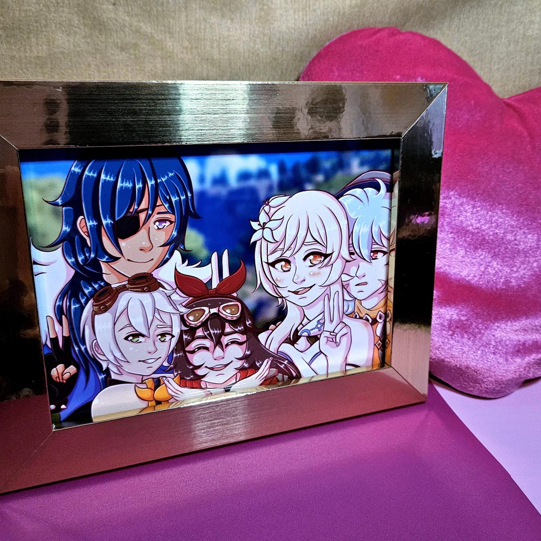 Genshin Impact Art Print: Kaeya, Bennett, Razor, Amber, Lumine, Xingqui ...