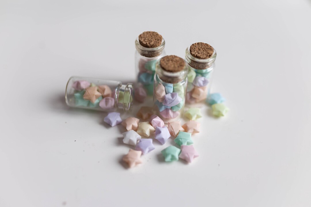 Lucky Pastel Rainbow Mini Paper Star Jar, Cute Whimsical Origami Stars ...