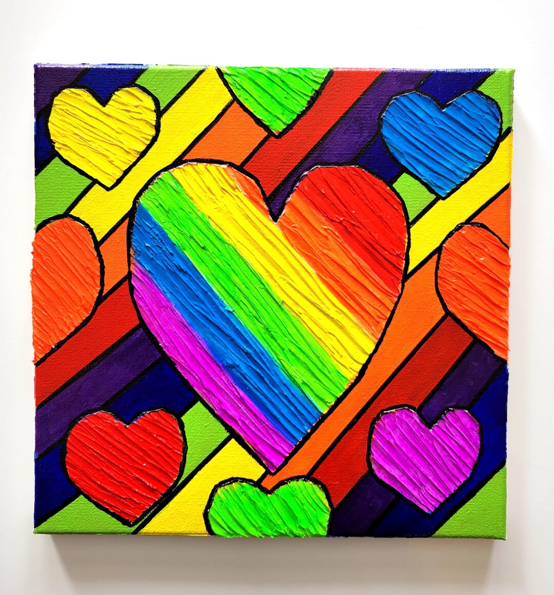 Pride Heart, LGBTQ Friendly, Rainbow Wall Art - Original Acrylic ...