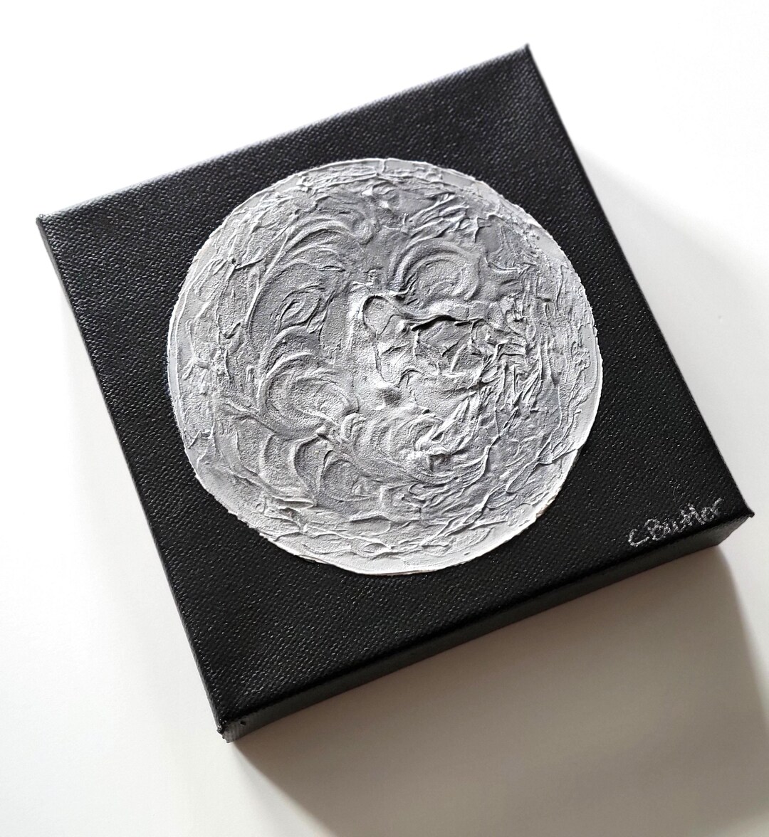 Moon - Original Acrylic Textured Artwork, One of a Kind, Home Decor ...