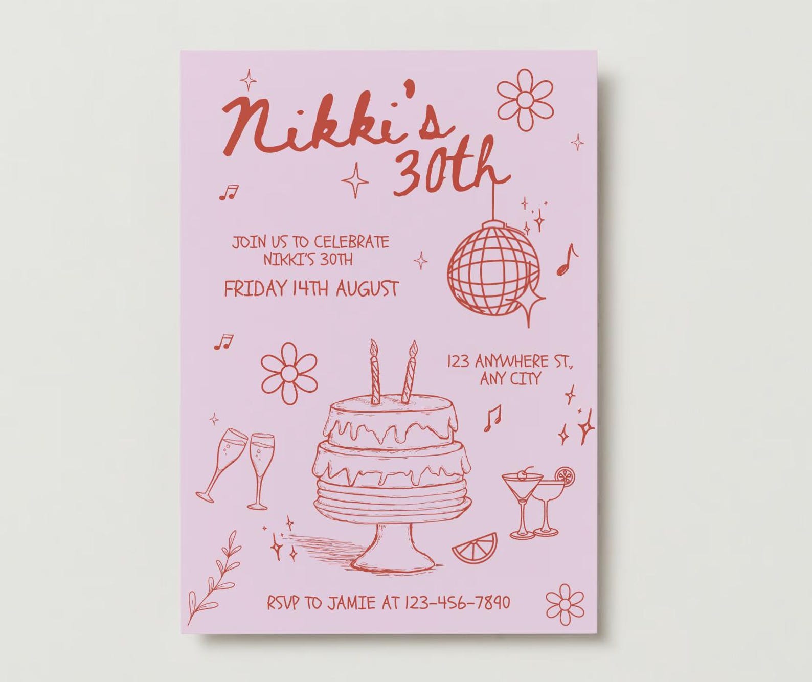 Demure, Cutesy Disco Birthday Invitation digital Link to Customize - Etsy