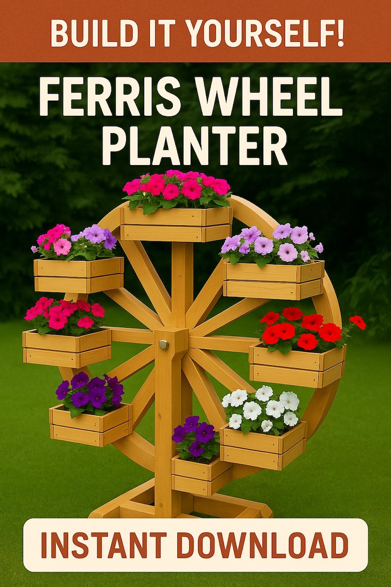 DIY Ferris Wheel Planter Plans | Wooden Flower Stand PDF | Outdoor ...