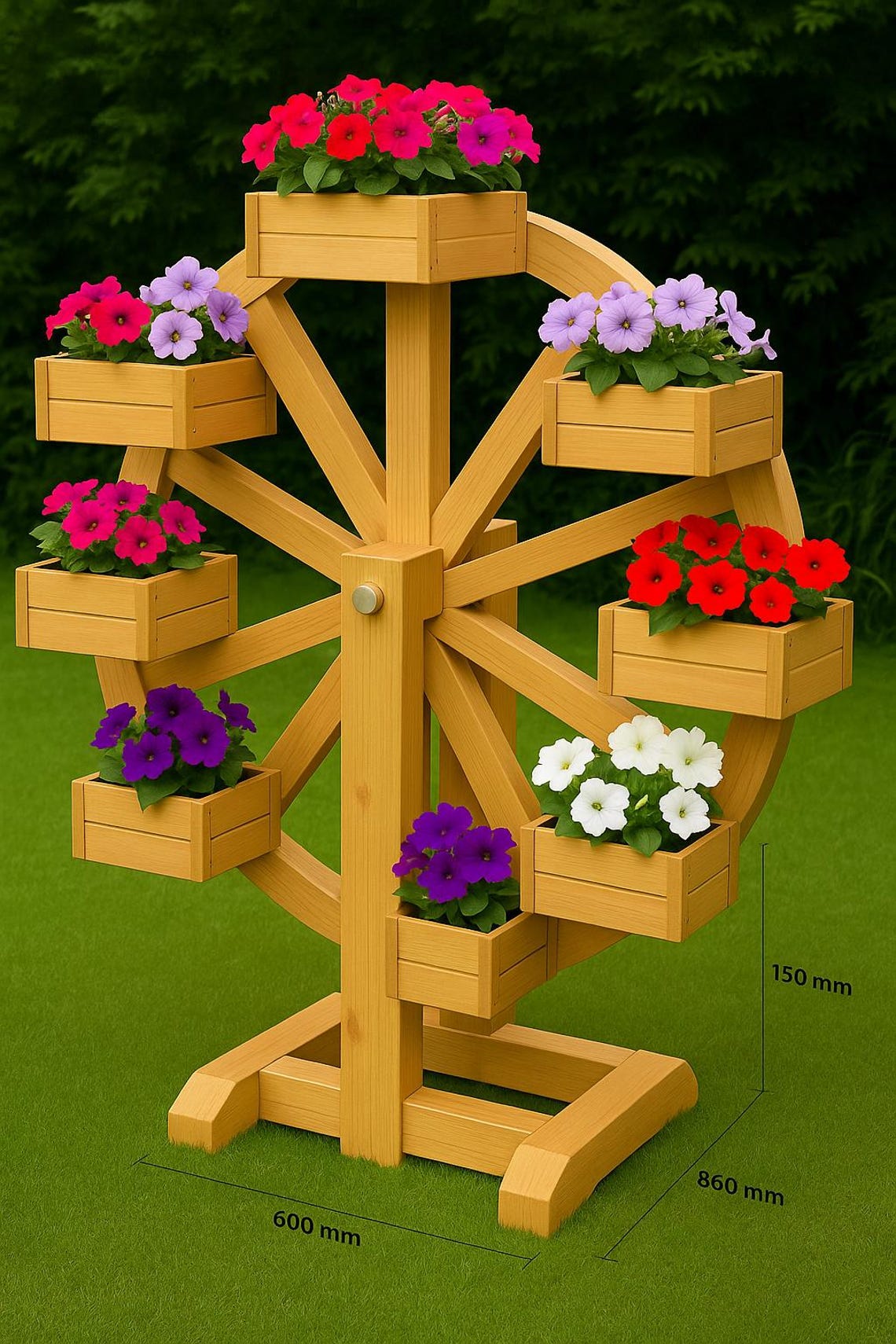 DIY Ferris Wheel Planter Plans: Wooden Flower Stand Build Guide (PDF ...