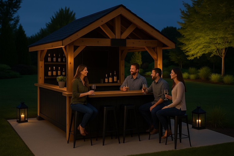 DIY Rustic Outdoor Bar Pavilion Guide: Handcrafted Wood Structure (PDF ...