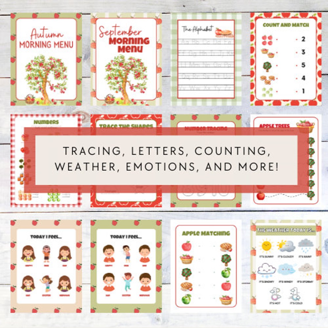 Apple Morning Menu Pages | Preschool Morning Menu | Homeschool Morning ...