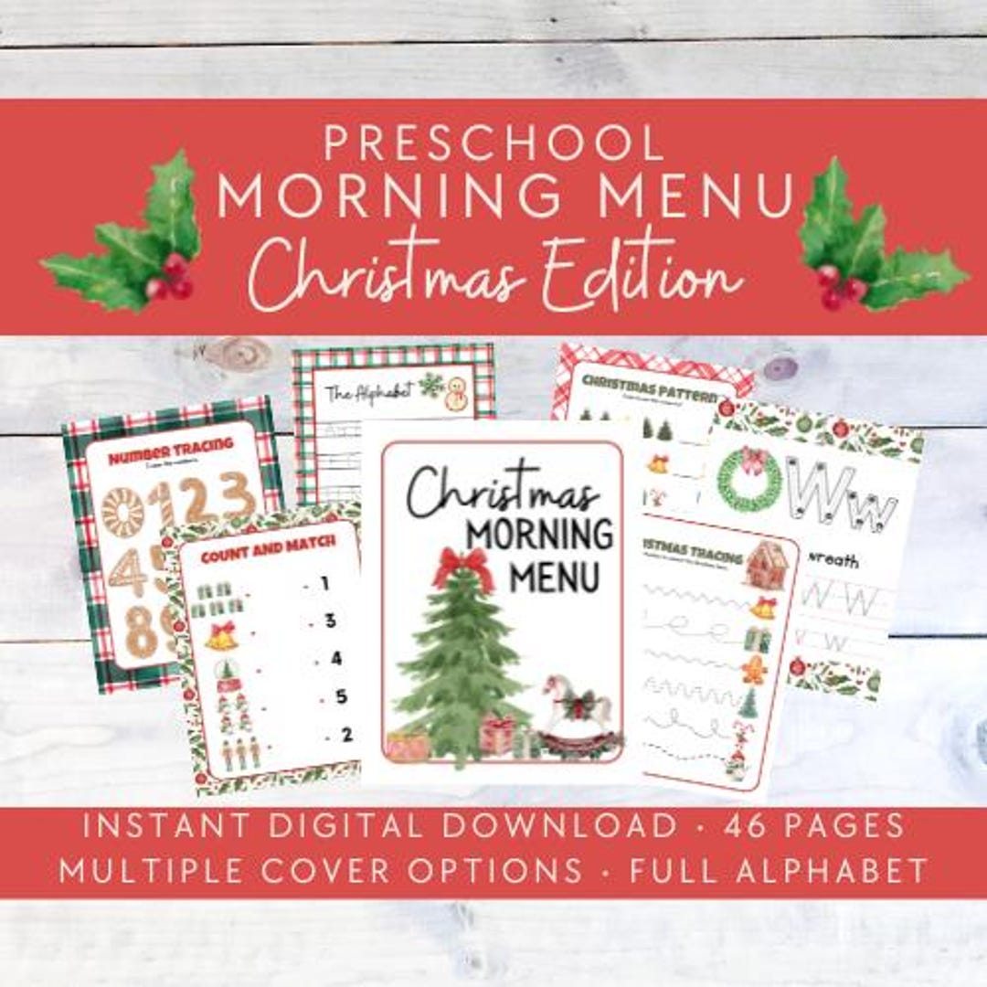 Christmas Preschool Morning Menu: 44 Printable Activity Pages (PDF) - Etsy