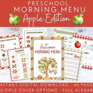 Apple Morning Menu Pages | Preschool Morning Menu | Homeschool Morning ...