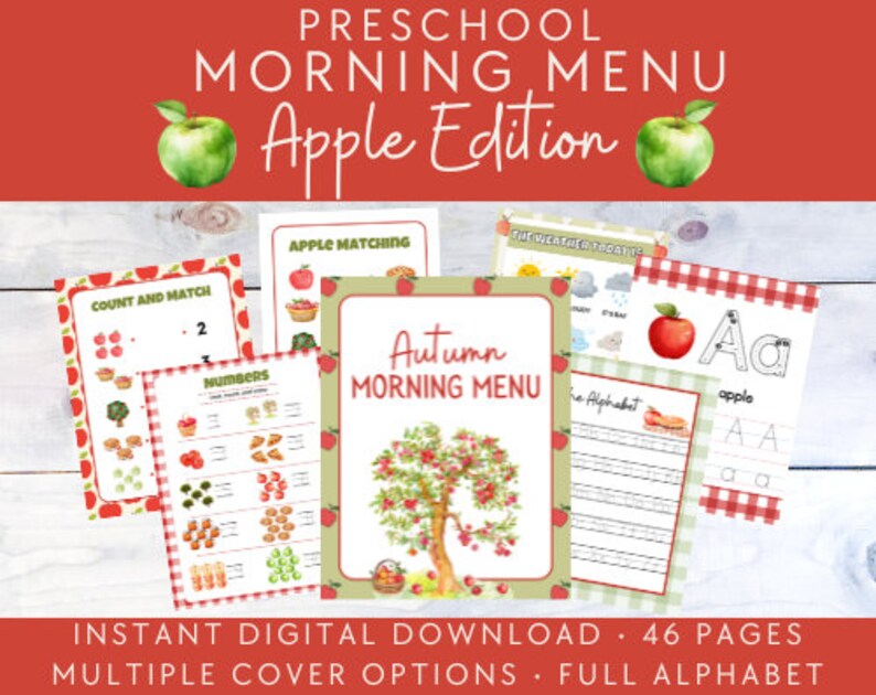 Apple Morning Menu Pages | Preschool Morning Menu | Homeschool Morning ...