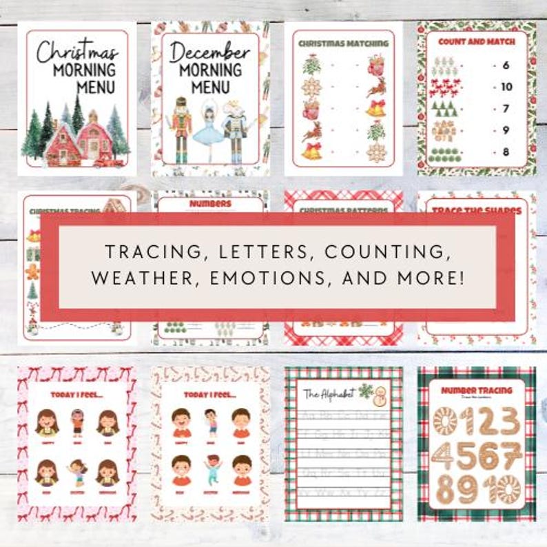 Christmas Preschool Morning Menu: 44 Printable Activity Pages (PDF) - Etsy