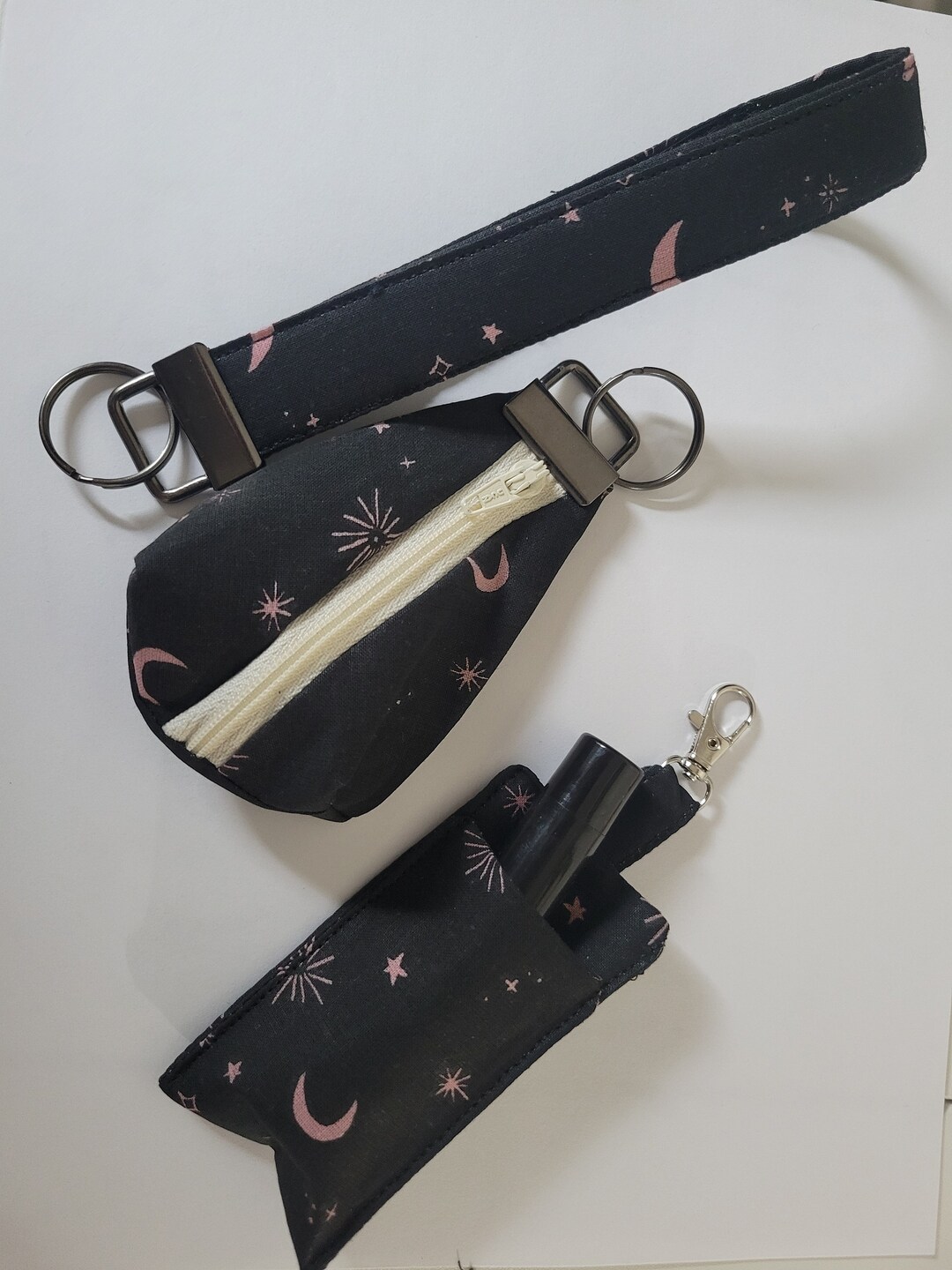 6in Wrist Lanyard With Chapstick Holder and Mini Coin Holder Moon ...