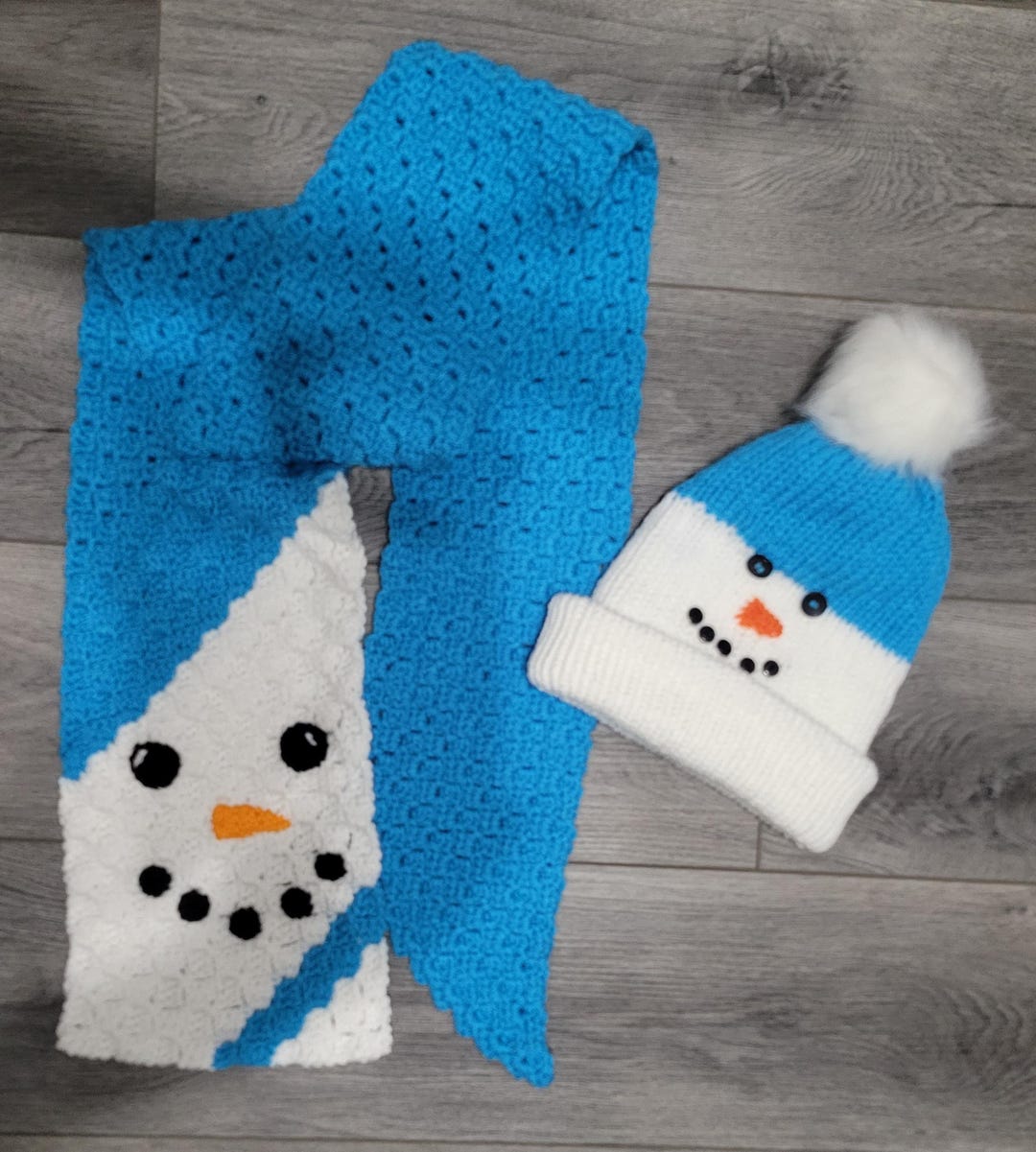 Snowman Scarf and Hat Set - Etsy