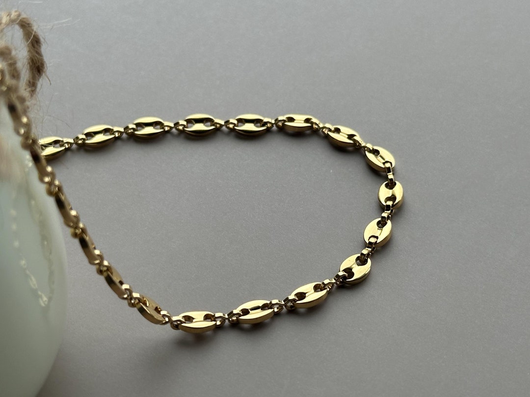 Coffee Bean Link Chain, Coffee Bean Necklace, Layering Necklace ...
