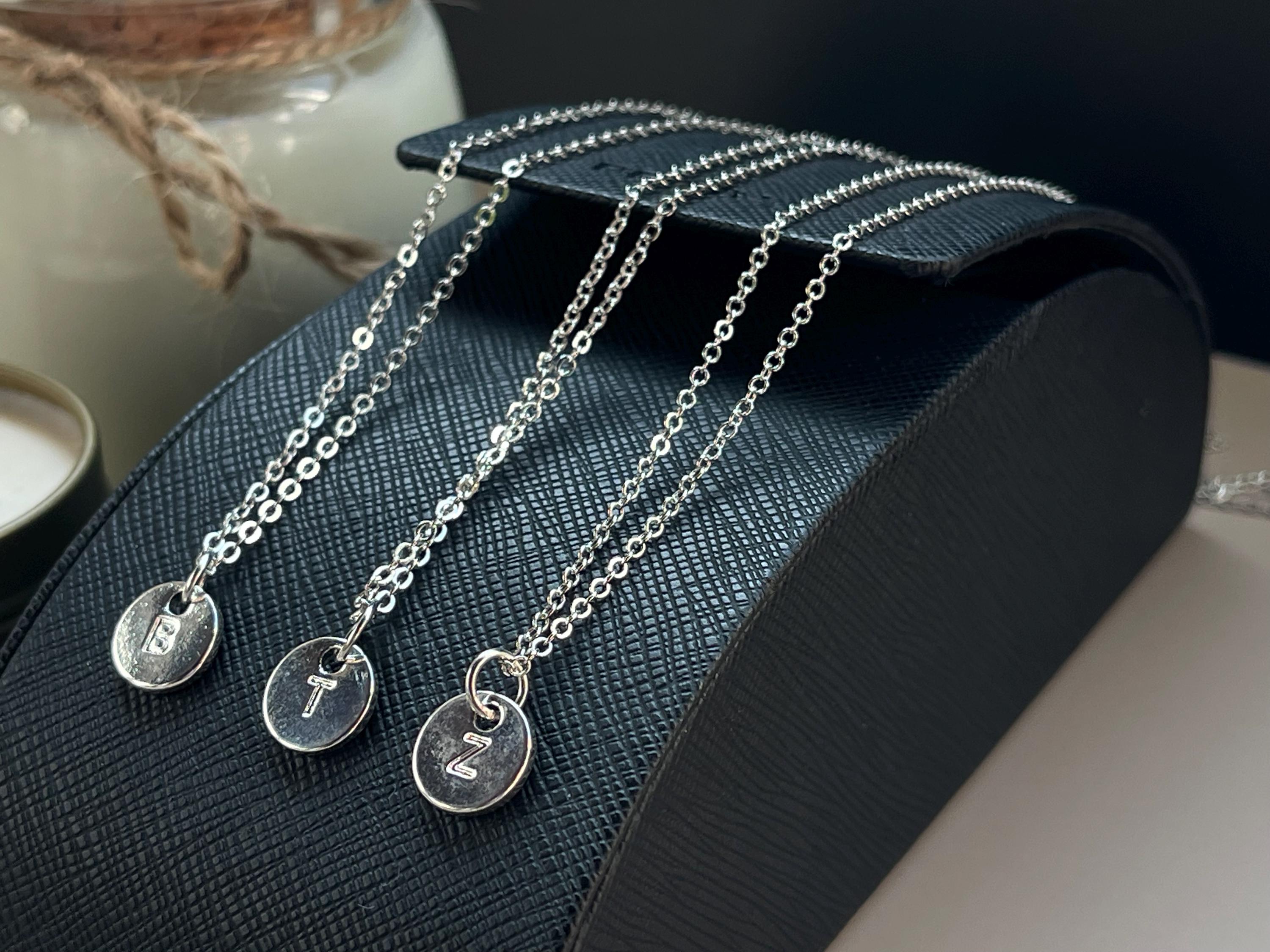 Initial Necklace, Custom Initial Disc Necklace, Engraved Letter ...