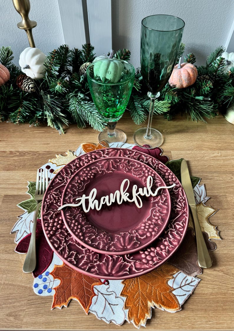 Fall Thanksgiving Leaves 15in Round Placemat - Etsy