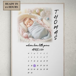 Personalized Baby Birth Calendar With Photo,digital Newborn Keepsake ...