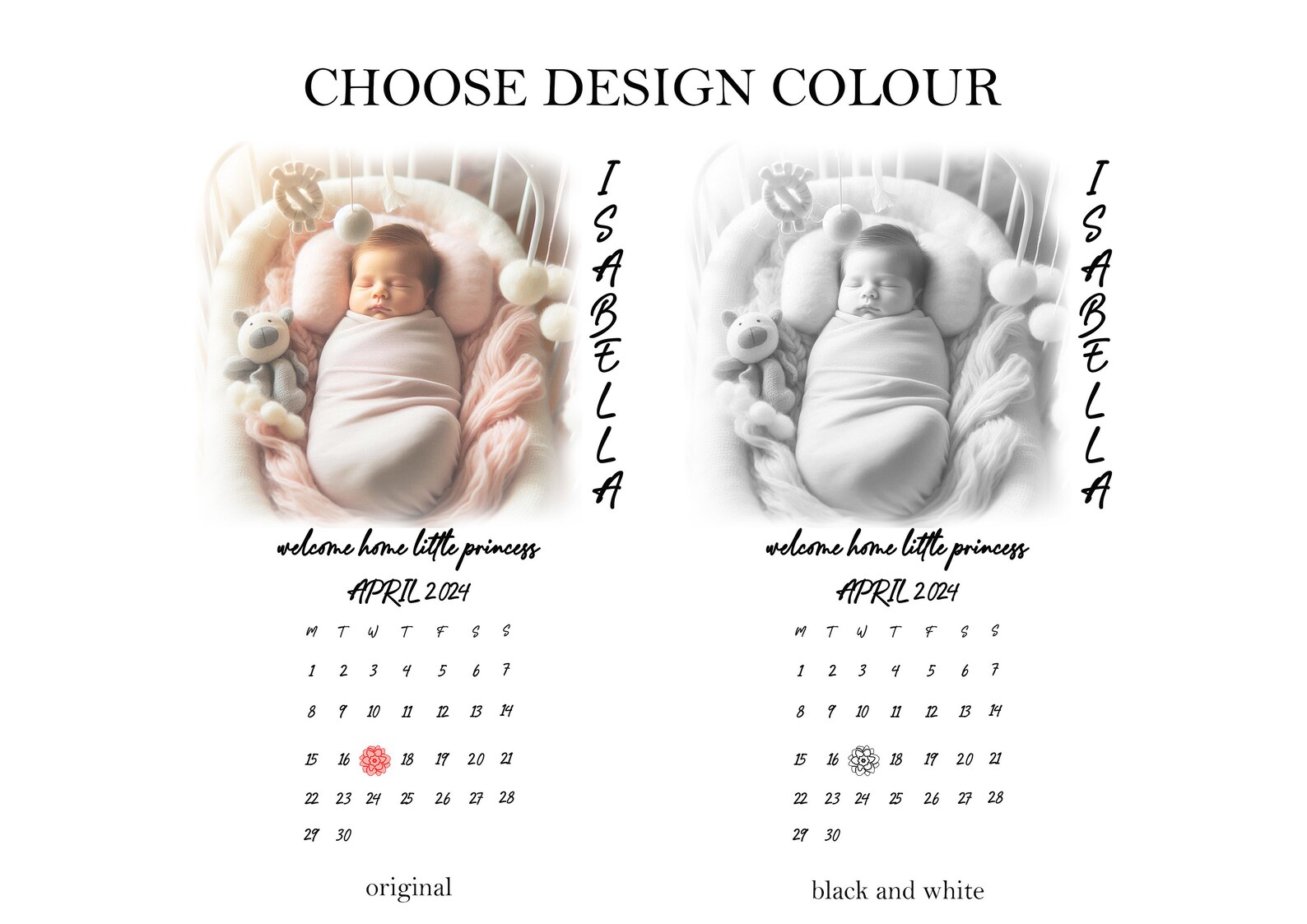 Personalized Baby Birth Calendar With Photo,digital Newborn Keepsake ...