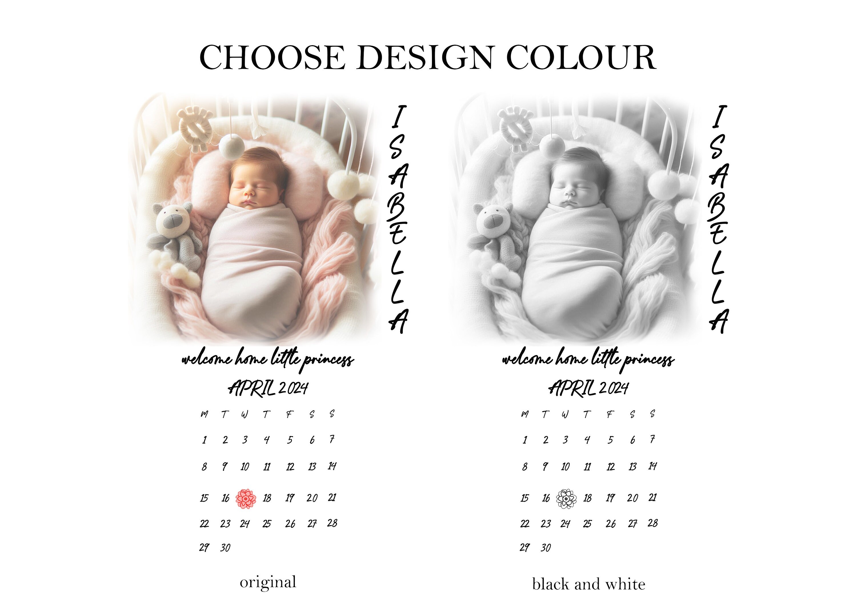 Personalized Baby Birth Calendar With Photo,digital Newborn Keepsake ...