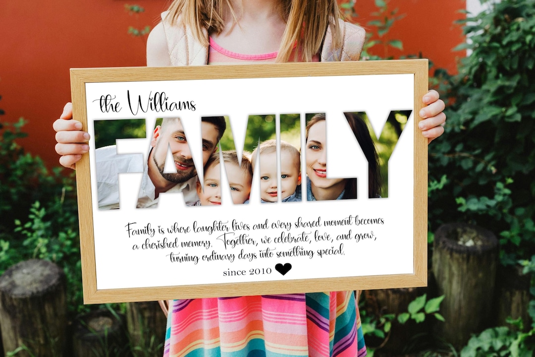 Custom Family Photo Collage Digital Art,personalized Family Name ...