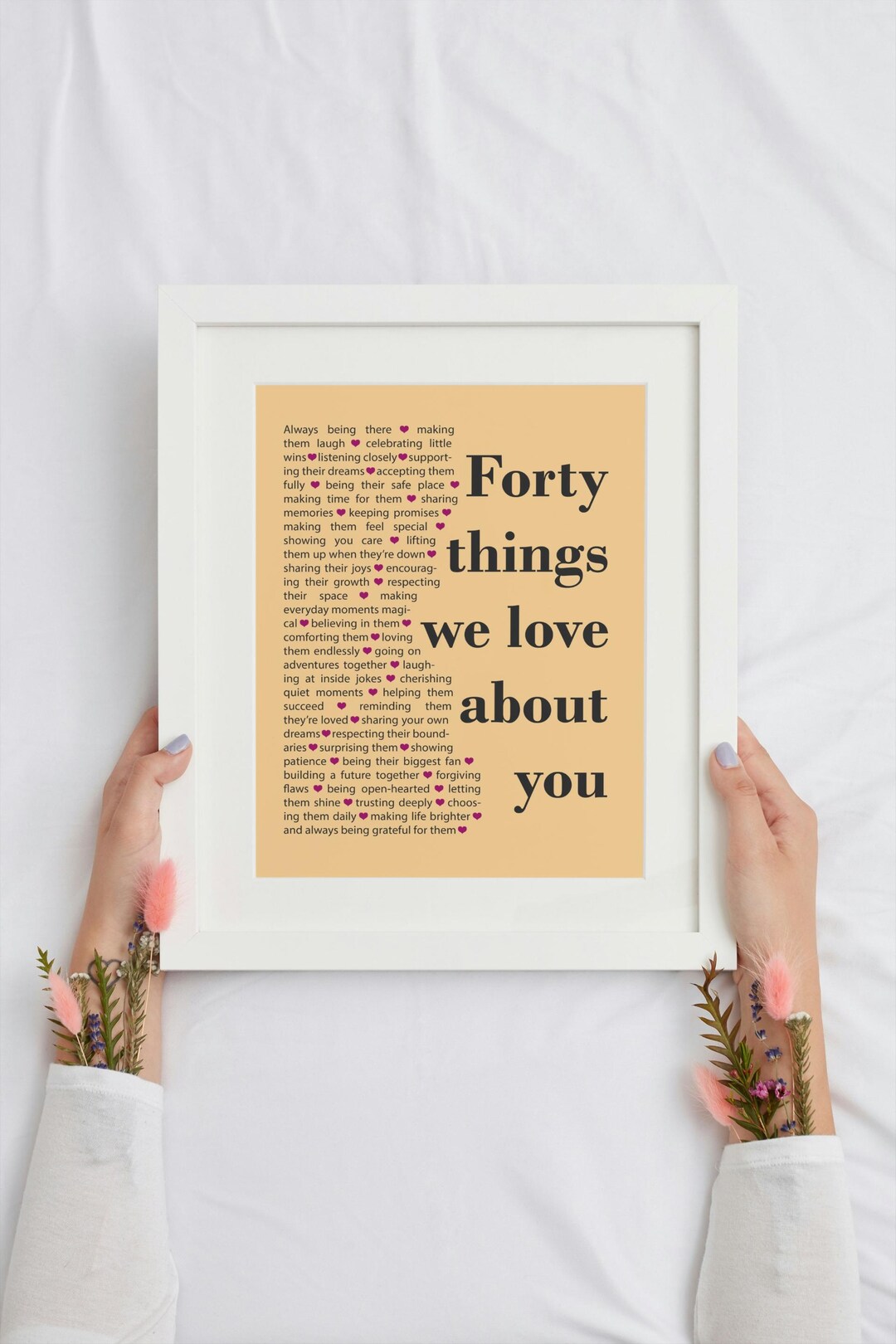 Customizable "40 Things We Love About You"digital Wall Art,personalized ...