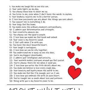 Personalized "30 Things I Love About You" Digital Art,custom Unique ...