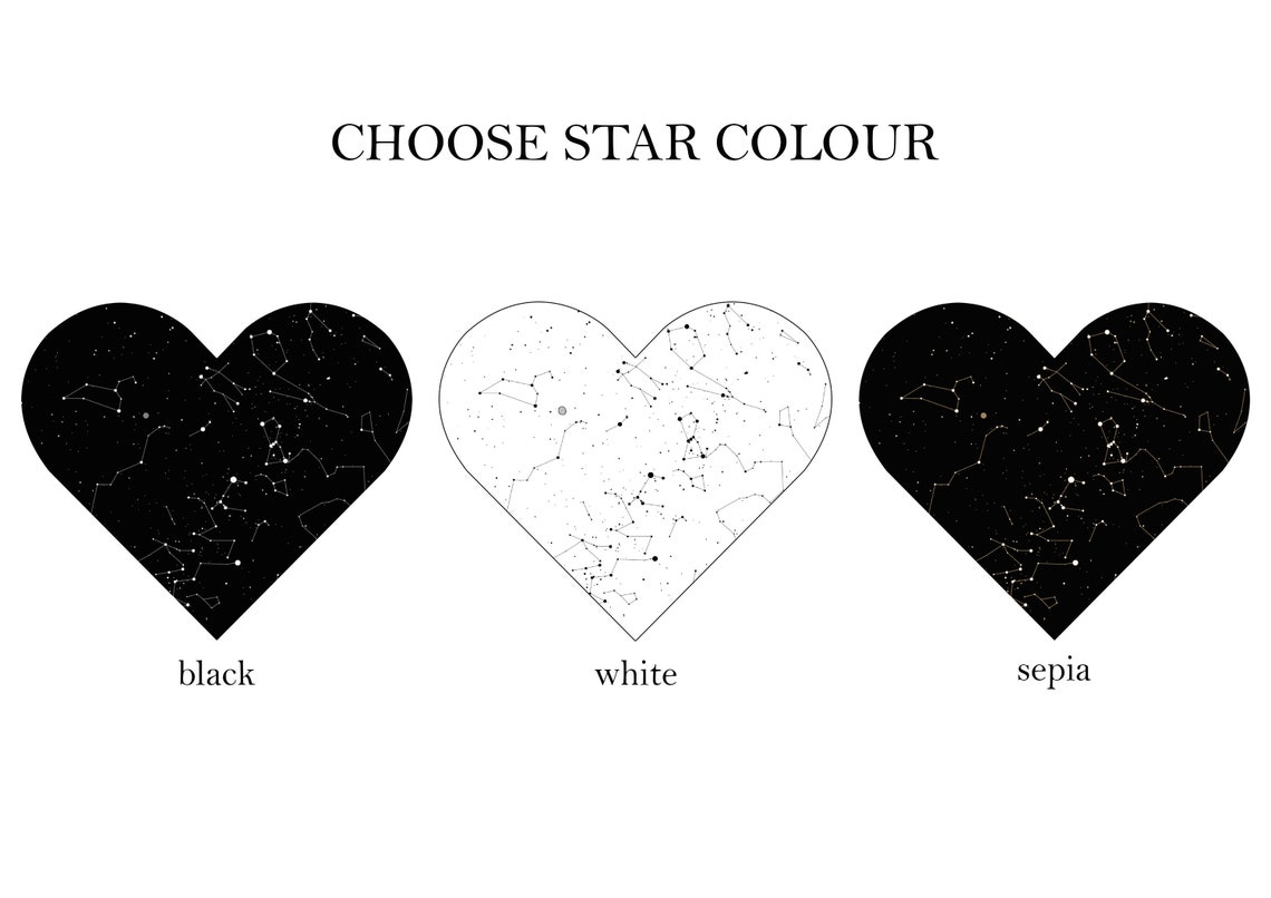 Custom Star Map Print With Heart Shape,wedding Gift for Lovers ...