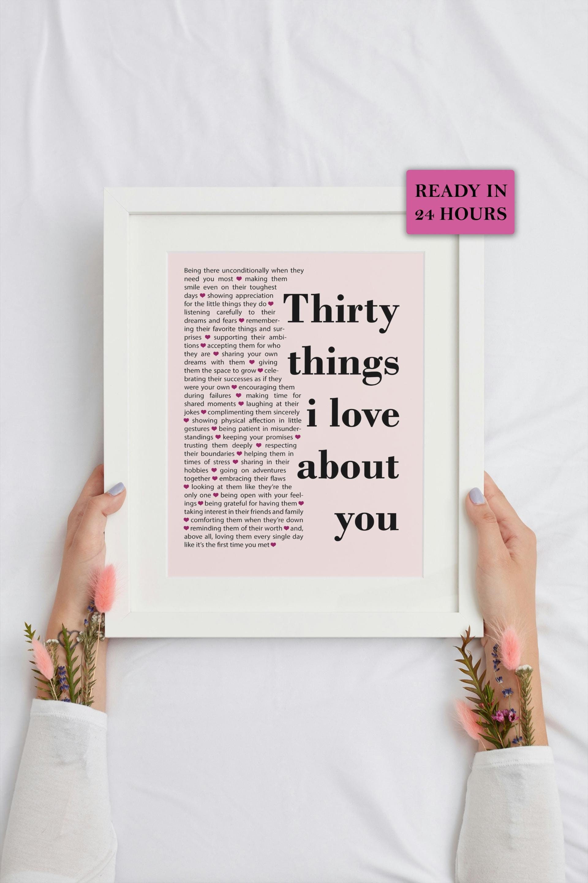 Custom "30 Things I Love About You" Digital Print, Personalized ...
