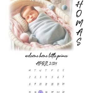Personalized Baby Birth Calendar With Photo,digital Newborn Keepsake ...