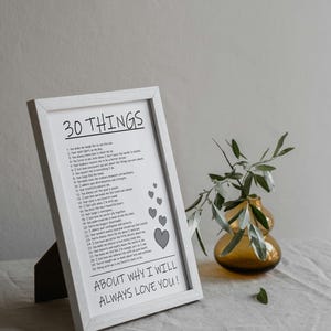 Personalized "30 Things I Love About You" Digital Art,custom Unique ...