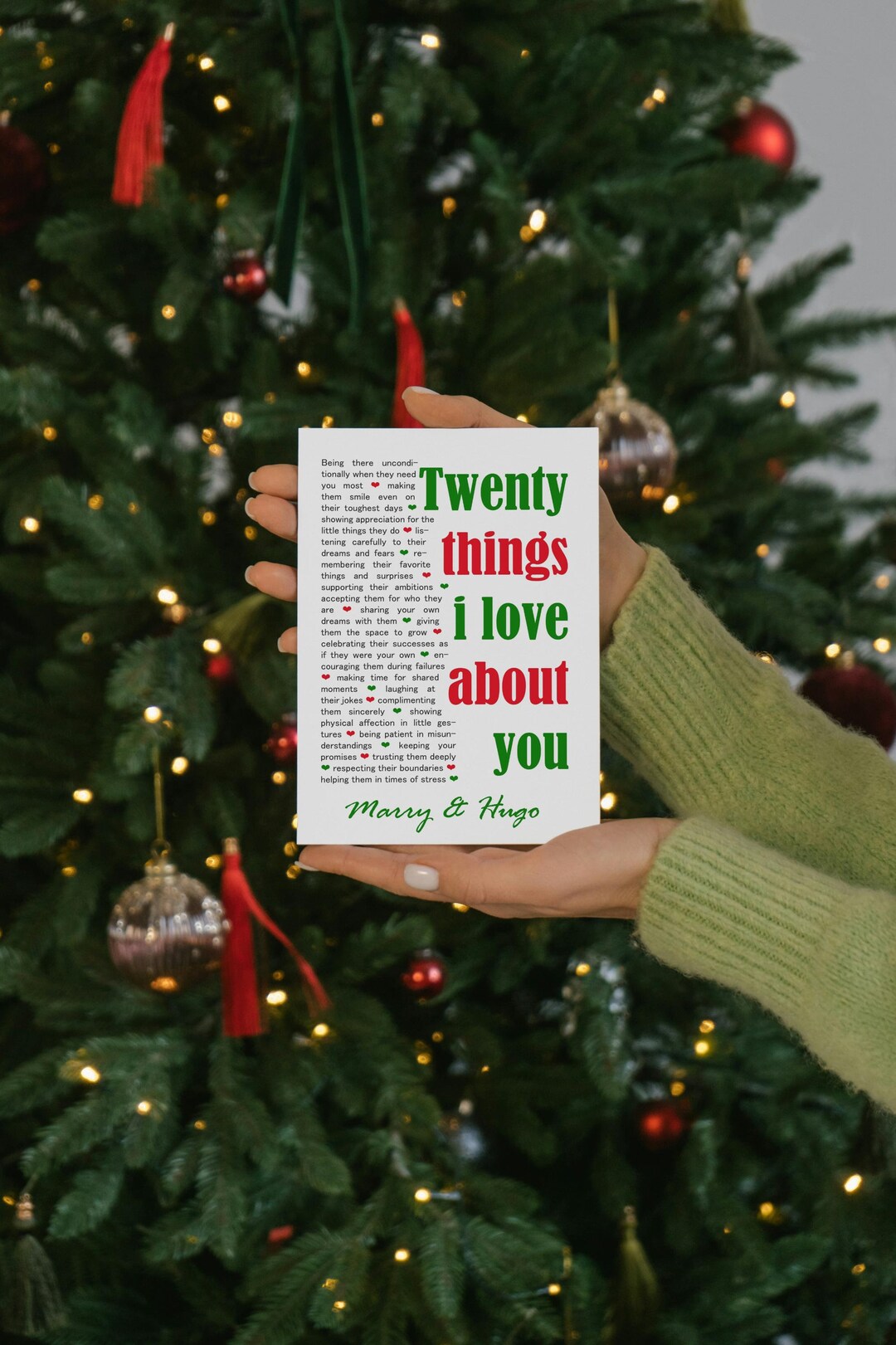 Custom "20 Things I Love About You" Digital Print With Festive Colours ...