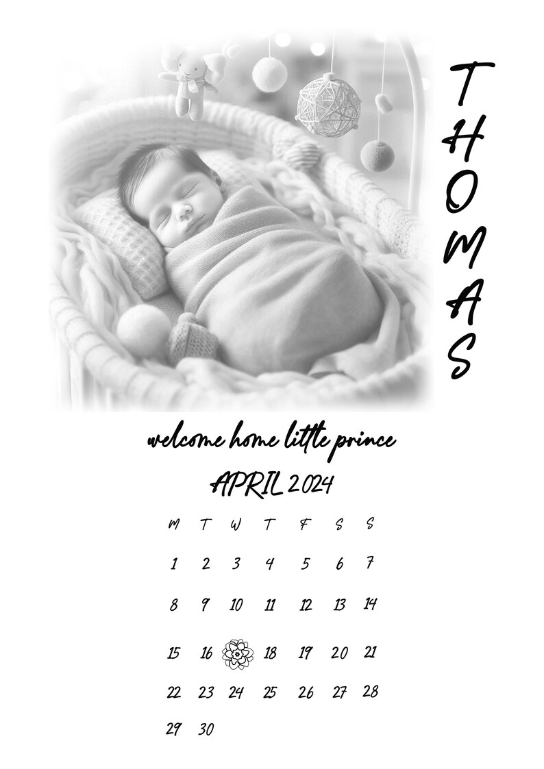 Personalized Baby Birth Calendar With Photo,digital Newborn Keepsake ...